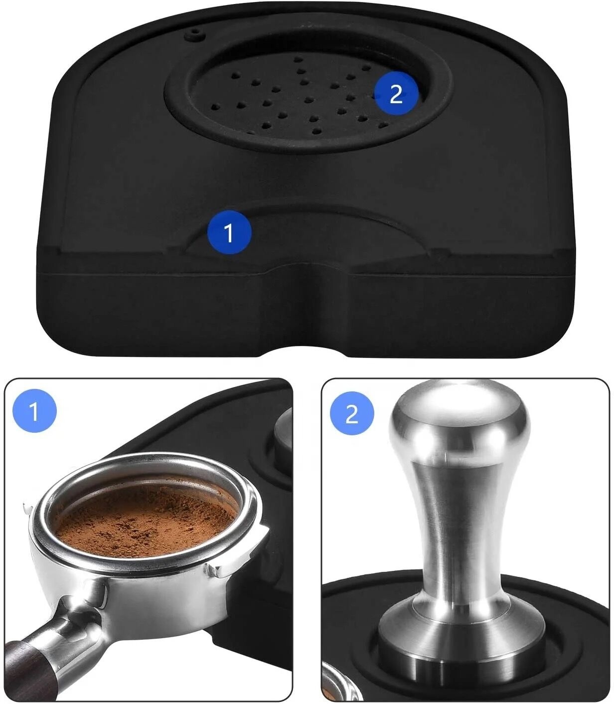 Corner coffee tamper mat